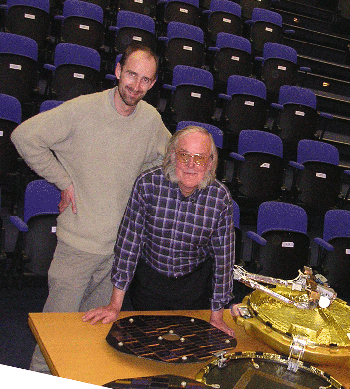 Phil pictured with Prof. Colin Pillinger and a scale model of the Mars ...